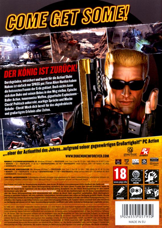 Duke Nukem Forever cover or packaging material - MobyGames