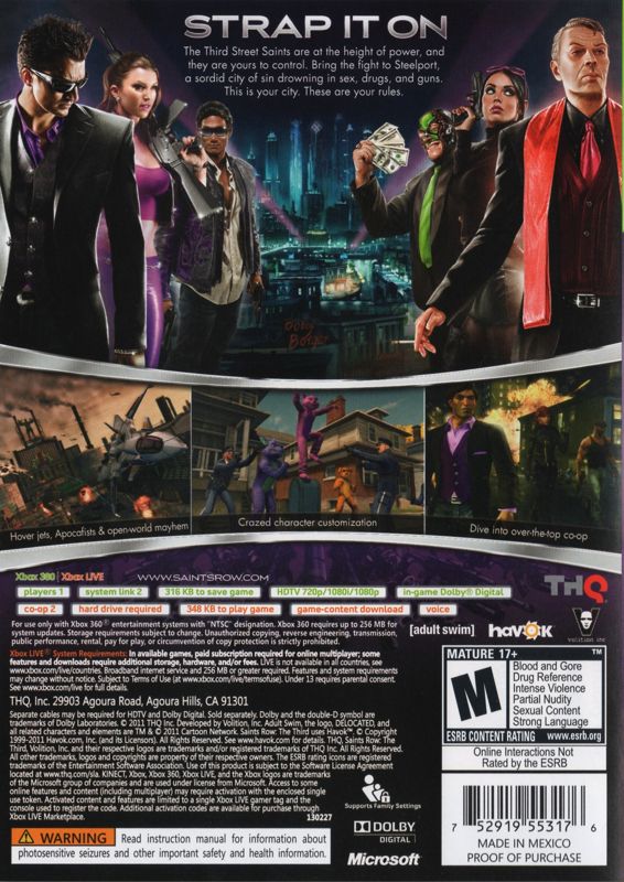 Saints Row: The Third cover or packaging material - MobyGames