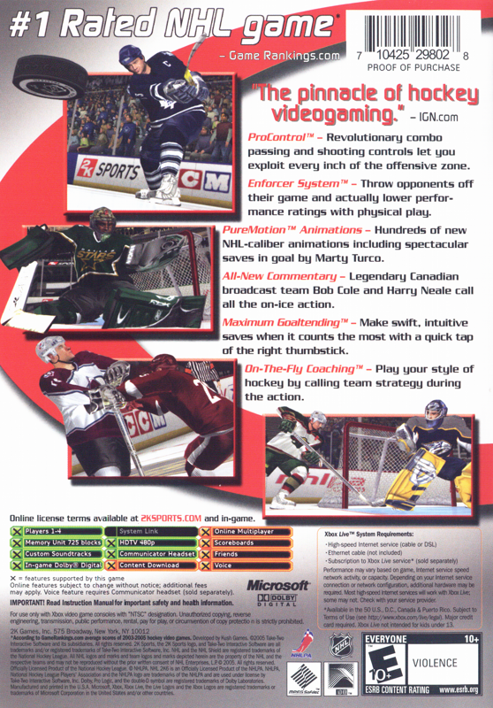 NHL 2K6 cover or packaging material - MobyGames