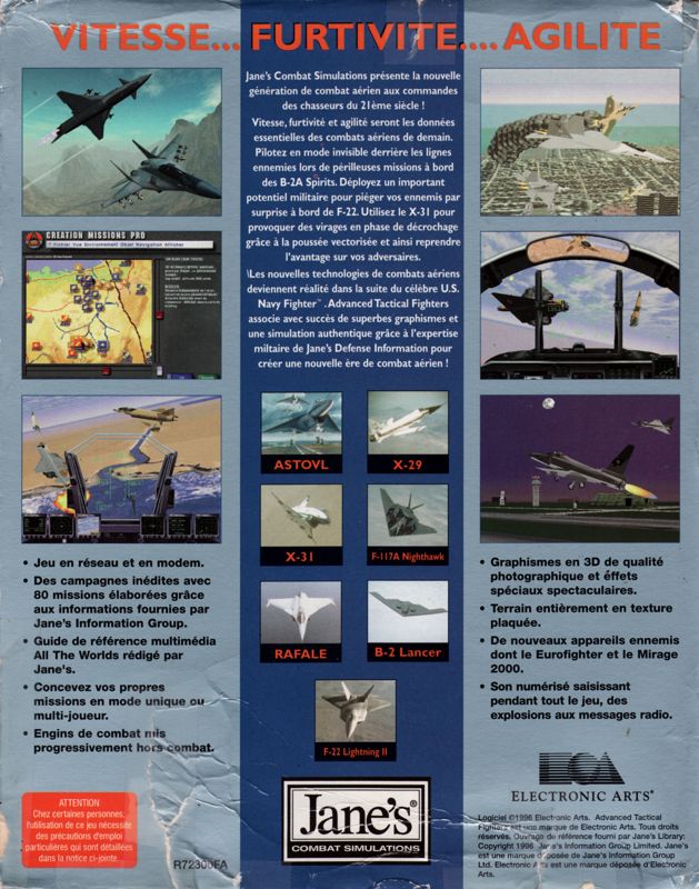 Jane's Combat Simulations: ATF - Advanced Tactical Fighters cover or ...