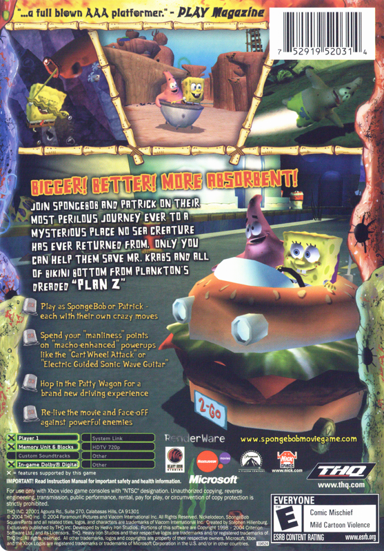 SpongeBob SquarePants: The Movie cover or packaging material - MobyGames