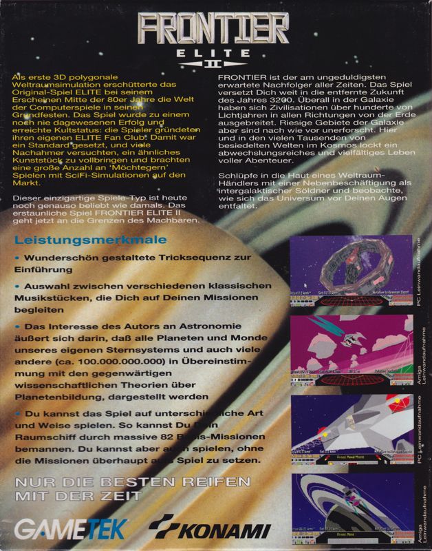 Frontier: Elite II cover or packaging material - MobyGames