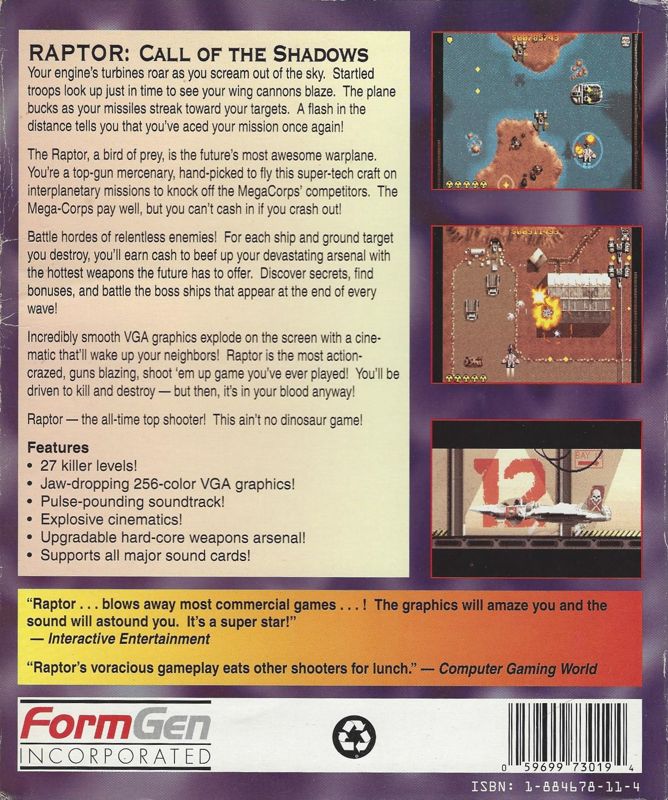 Raptor: Call of the Shadows cover or packaging material - MobyGames