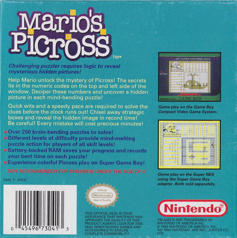 Mario's Picross cover or packaging material - MobyGames