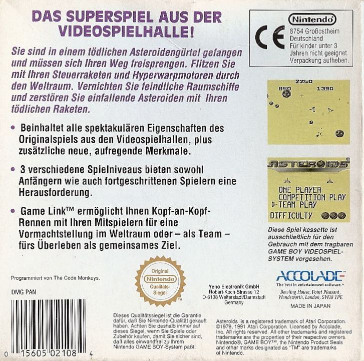 Asteroids cover or packaging material - MobyGames