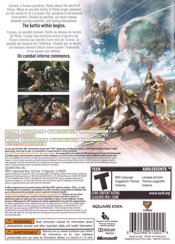 Final Fantasy XIII cover or packaging material - MobyGames