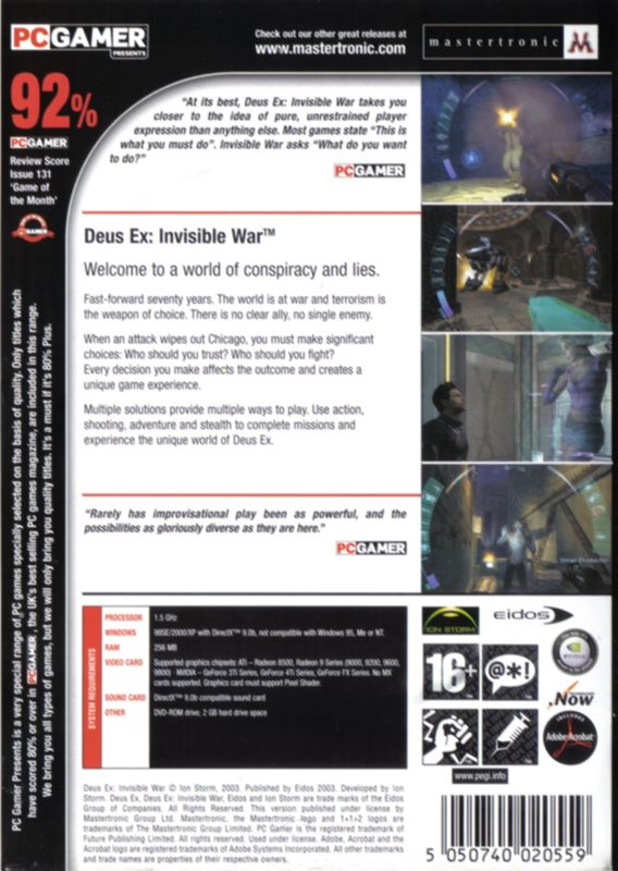 Deus Ex: Invisible War cover or packaging material - MobyGames