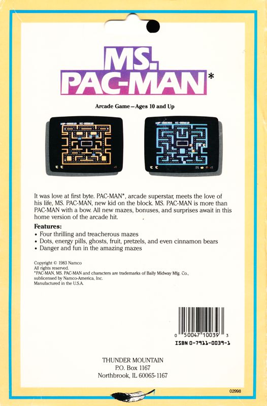 Ms. Pac-Man cover or packaging material - MobyGames