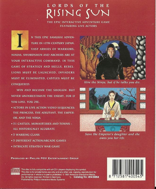 Lords of the Rising Sun cover or packaging material - MobyGames