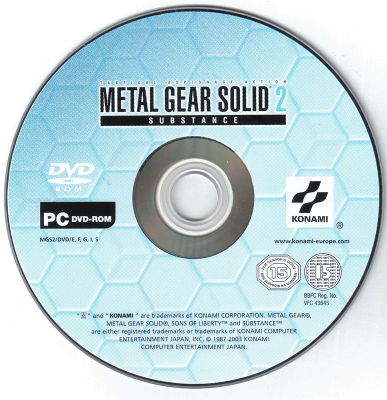 Metal Gear Solid 2: Substance cover or packaging material - MobyGames