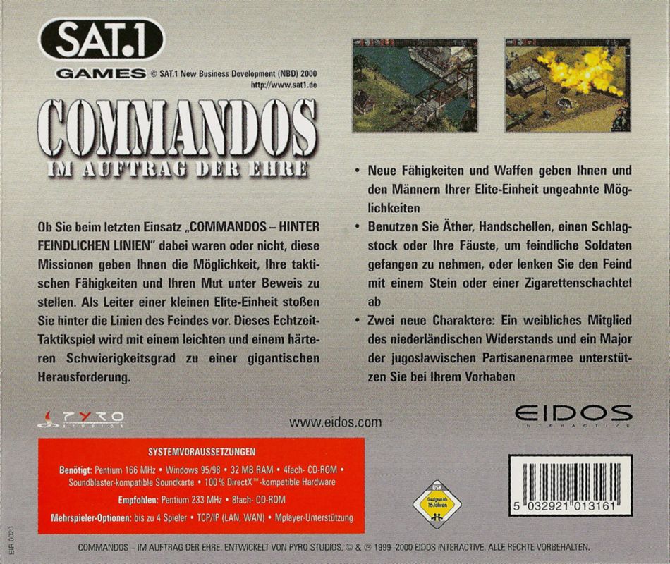Commandos: Beyond the Call of Duty cover or packaging material - MobyGames