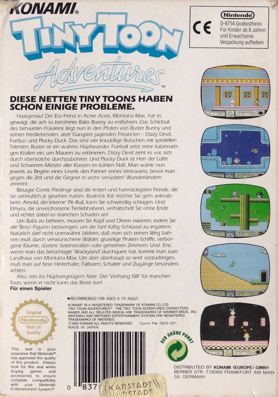 Tiny Toon Adventures cover or packaging material - MobyGames