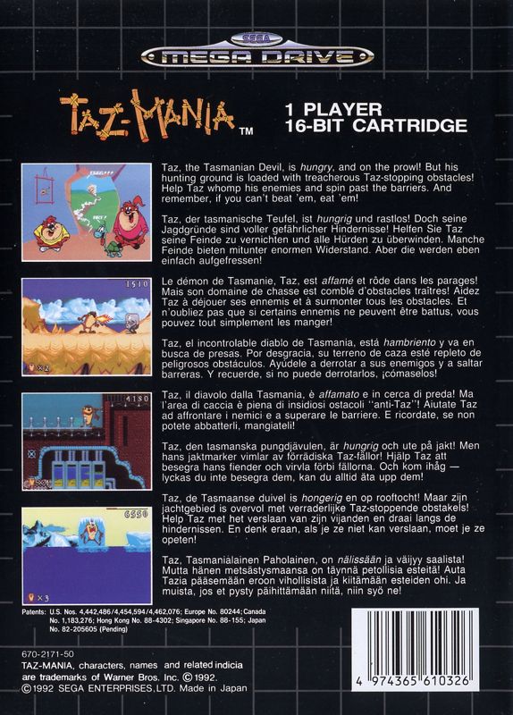 Taz-Mania cover or packaging material - MobyGames