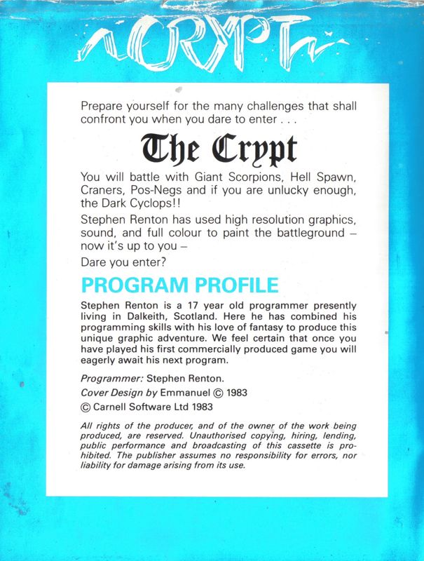 The Crypt cover or packaging material - MobyGames