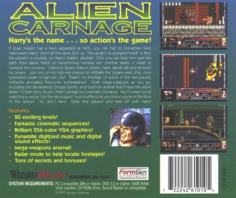 Alien Carnage cover or packaging material - MobyGames