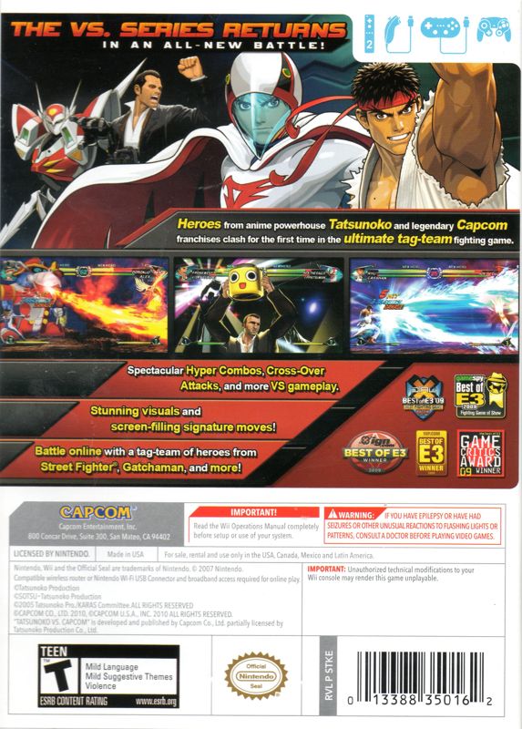 Tatsunoko vs. Capcom: Ultimate All-Stars cover or packaging material ...
