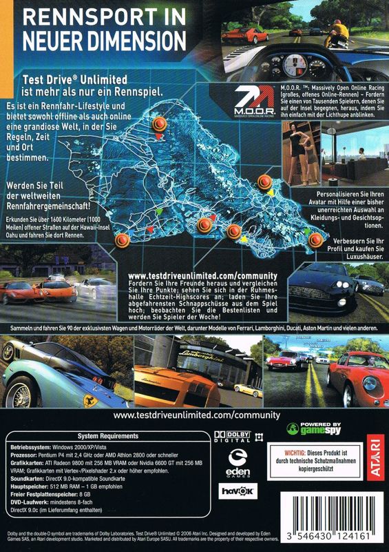 Test Drive Unlimited cover or packaging material - MobyGames