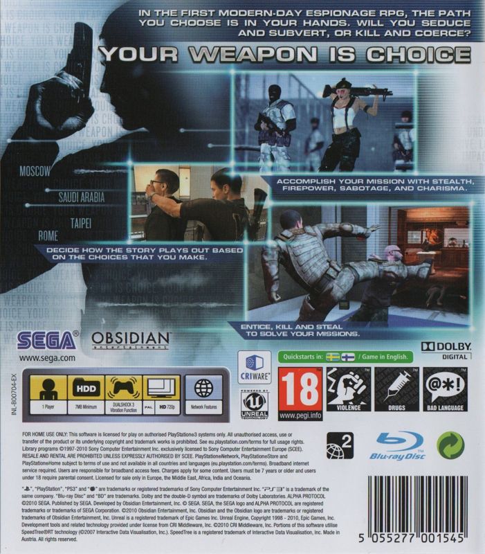 Alpha Protocol cover or packaging material - MobyGames