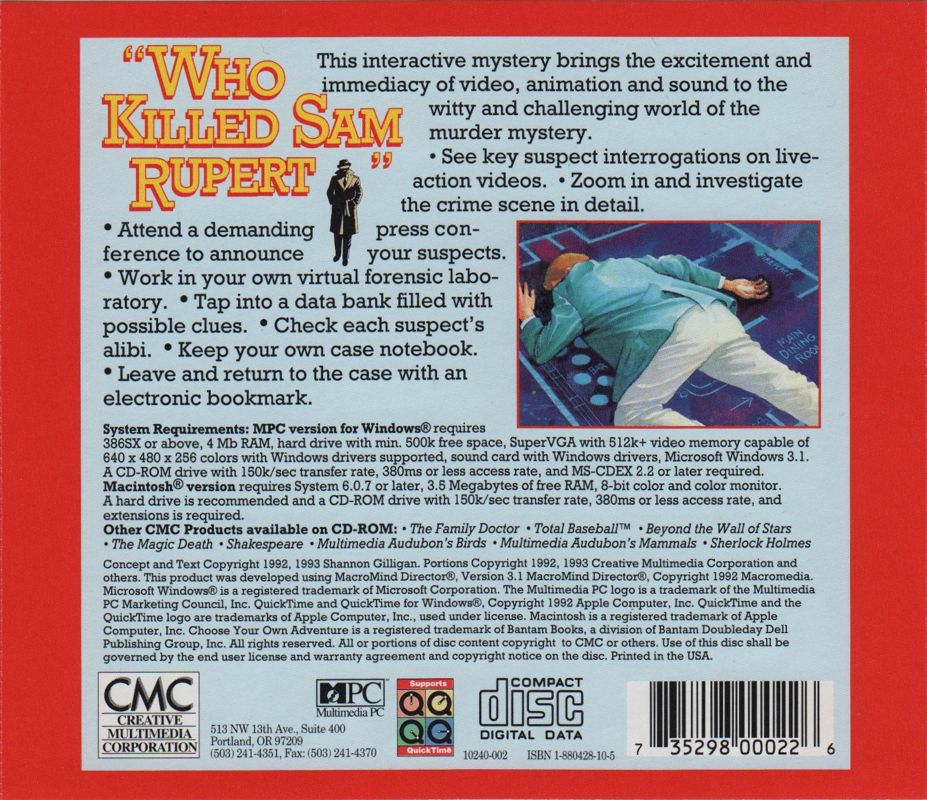 Who Killed Sam Rupert: Virtual Murder 1 cover or packaging material ...