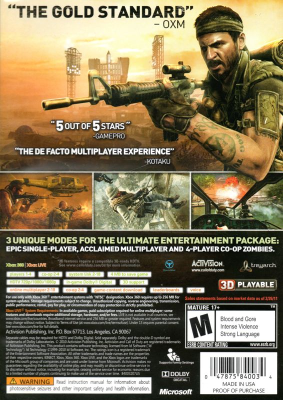 Call of Duty: Black Ops cover or packaging material - MobyGames