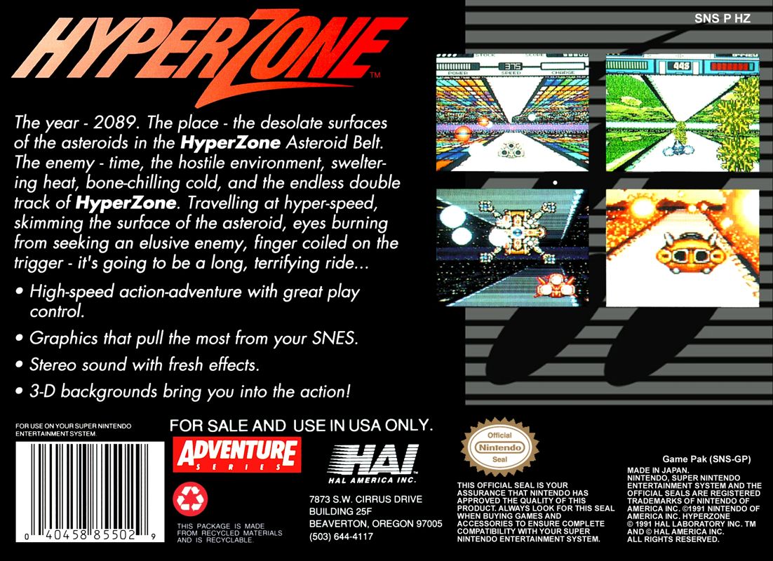 HyperZone cover or packaging material - MobyGames