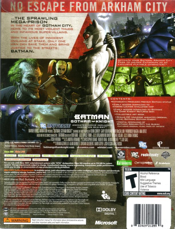 Batman: Arkham City (Collector's Edition) cover or packaging material ...