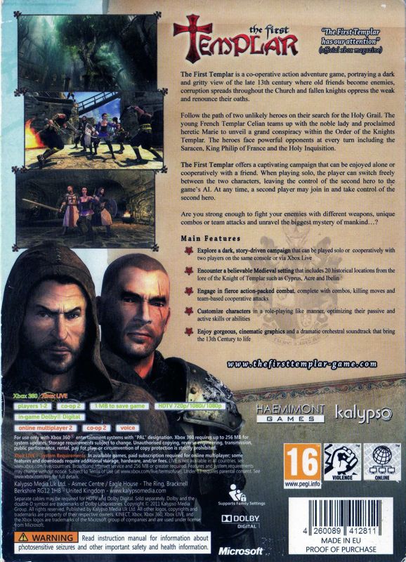 The First Templar cover or packaging material - MobyGames
