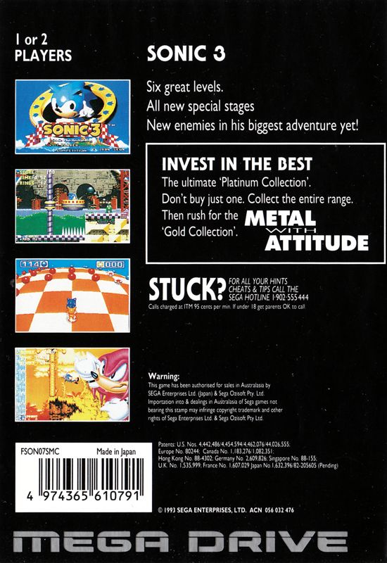 Sonic the Hedgehog 3 cover or packaging material - MobyGames