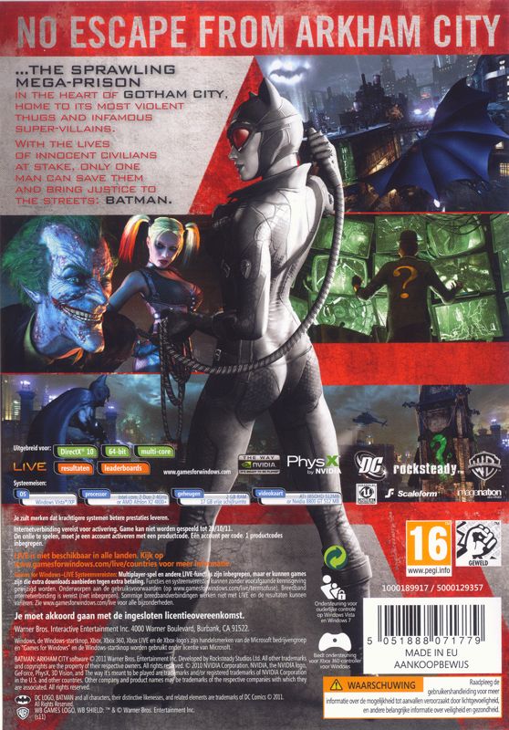 Batman: Arkham City cover or packaging material - MobyGames