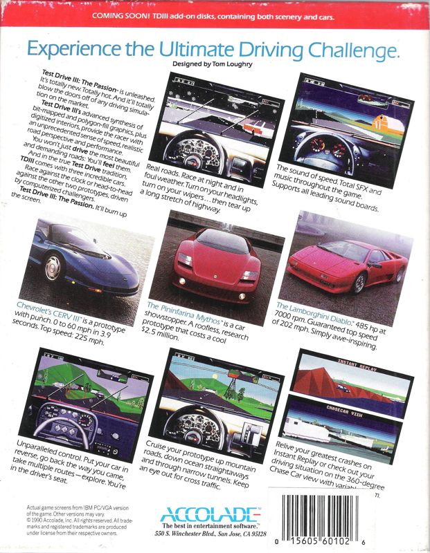 Test Drive III: The Passion cover or packaging material - MobyGames