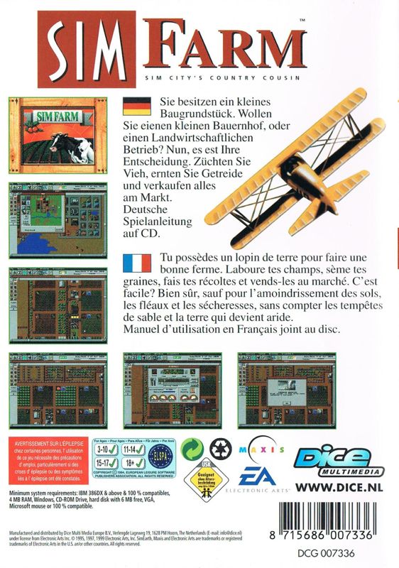 Sim Farm cover or packaging material - MobyGames
