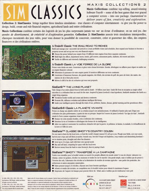 SimClassics: Maxis Collections 2 cover or packaging material - MobyGames