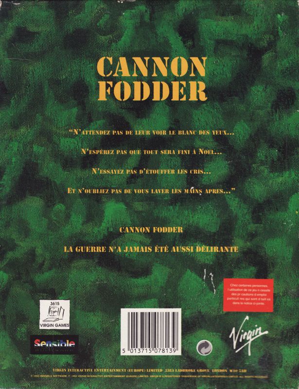 Cannon Fodder cover or packaging material - MobyGames