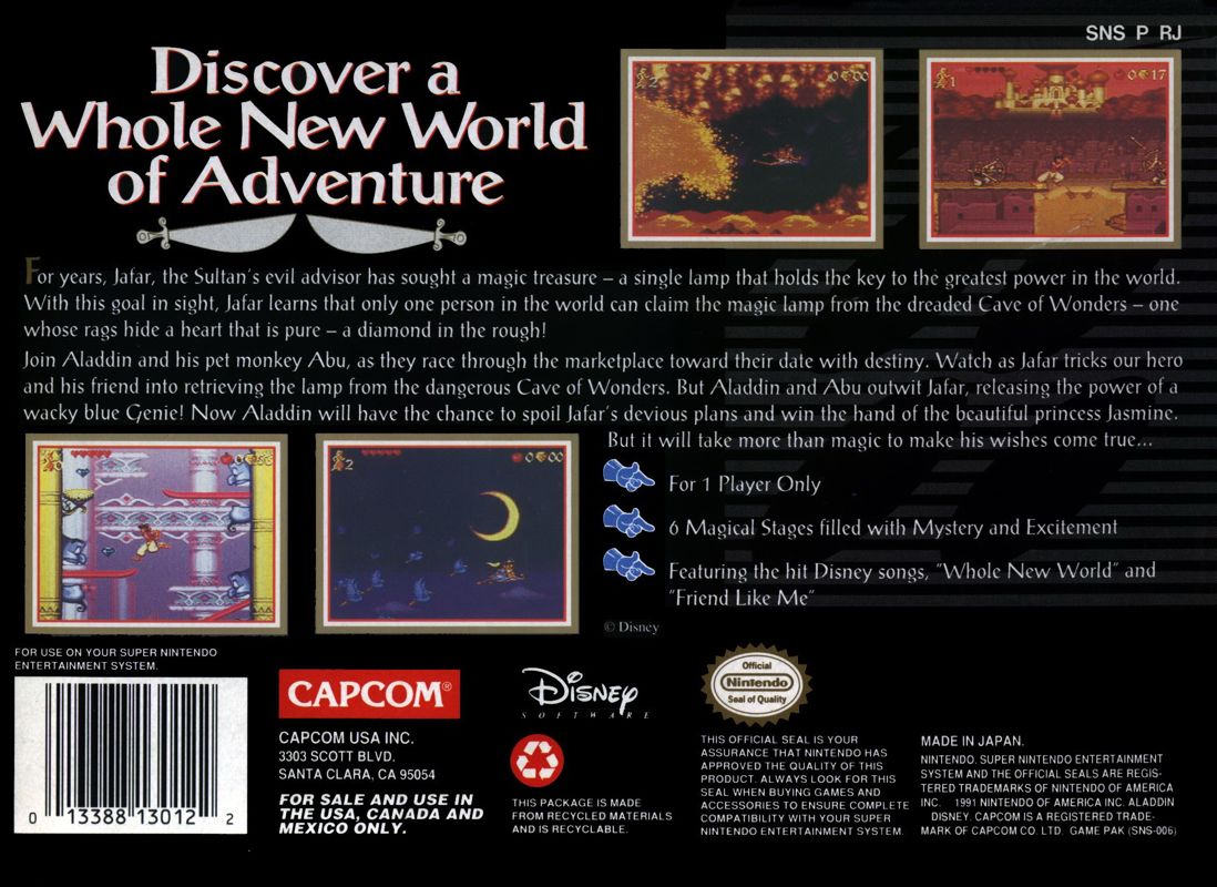 Disney's Aladdin cover or packaging material - MobyGames