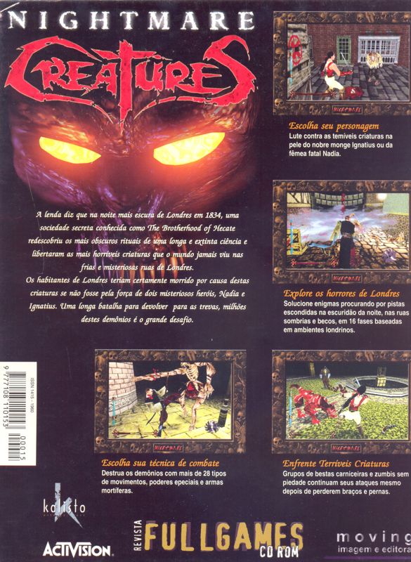 Nightmare Creatures cover or packaging material - MobyGames