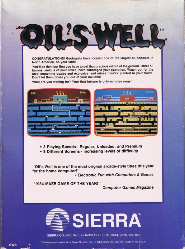 Oil's Well cover or packaging material - MobyGames