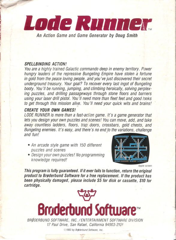 Lode Runner cover or packaging material - MobyGames