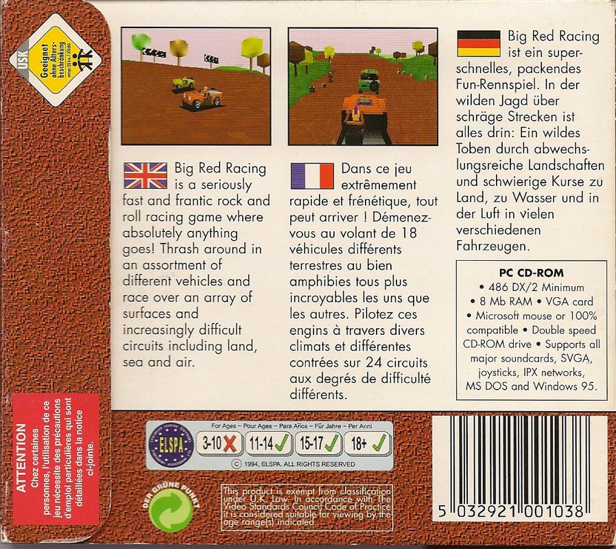 Big Red Racing cover or packaging material - MobyGames