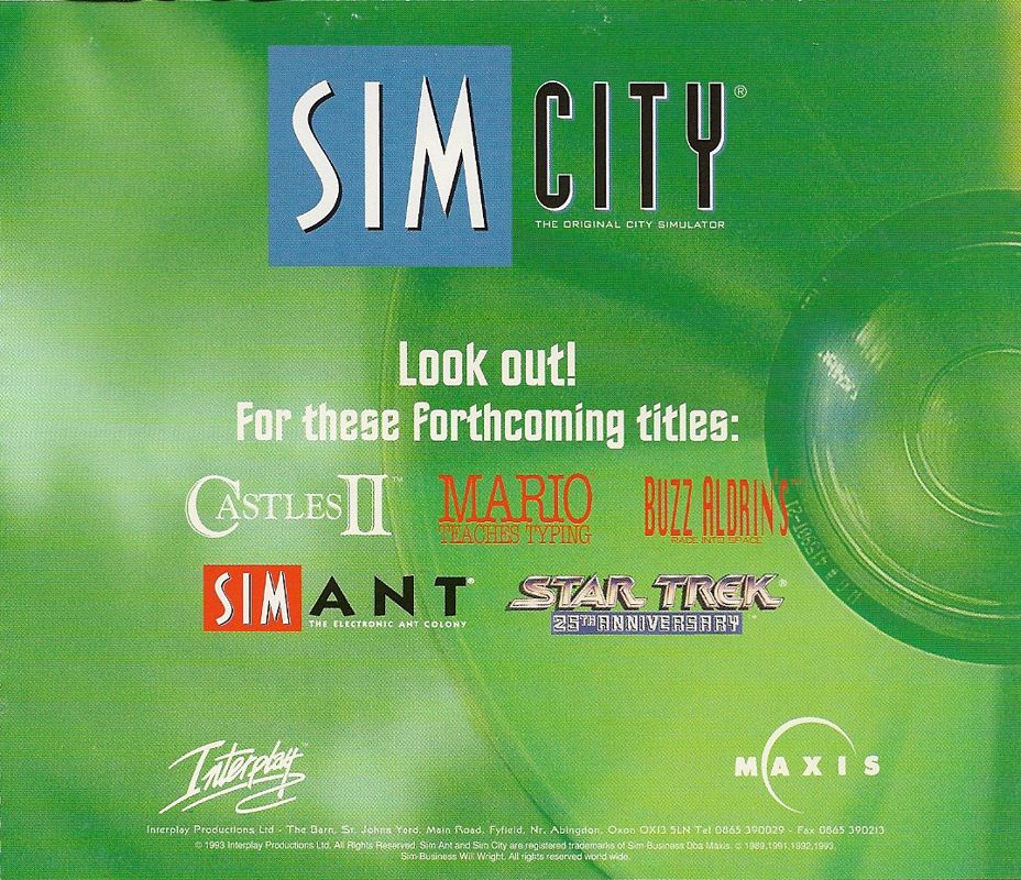 SimCity: Enhanced CD-ROM cover or packaging material - MobyGames