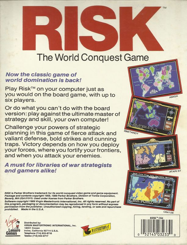 The Computer Edition of Risk: The World Conquest Game cover or ...