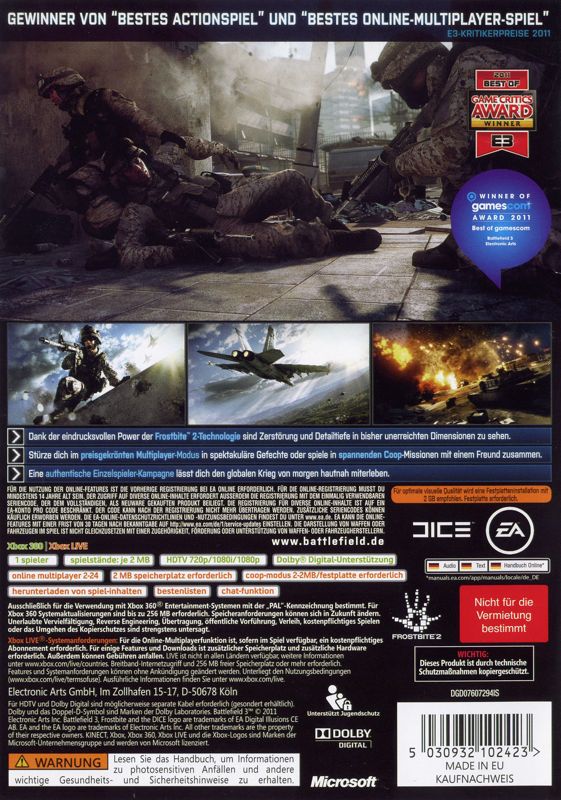 Battlefield 3 cover or packaging material - MobyGames