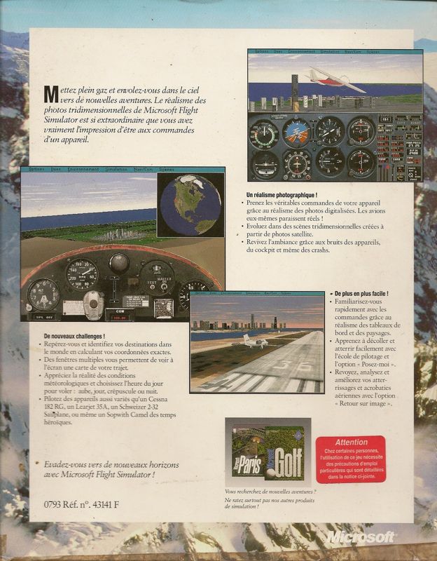 Microsoft Flight Simulator (v5.0) cover or packaging material - MobyGames