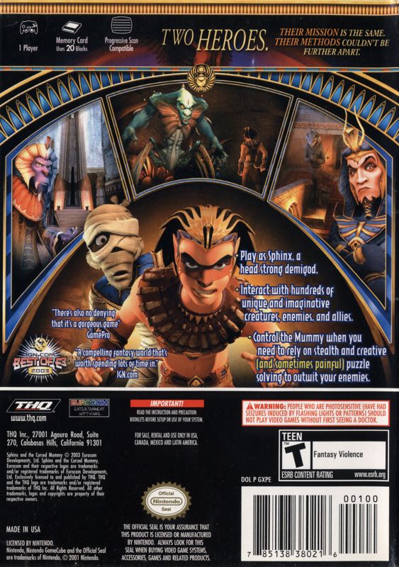 Sphinx and the Cursed Mummy cover or packaging material - MobyGames