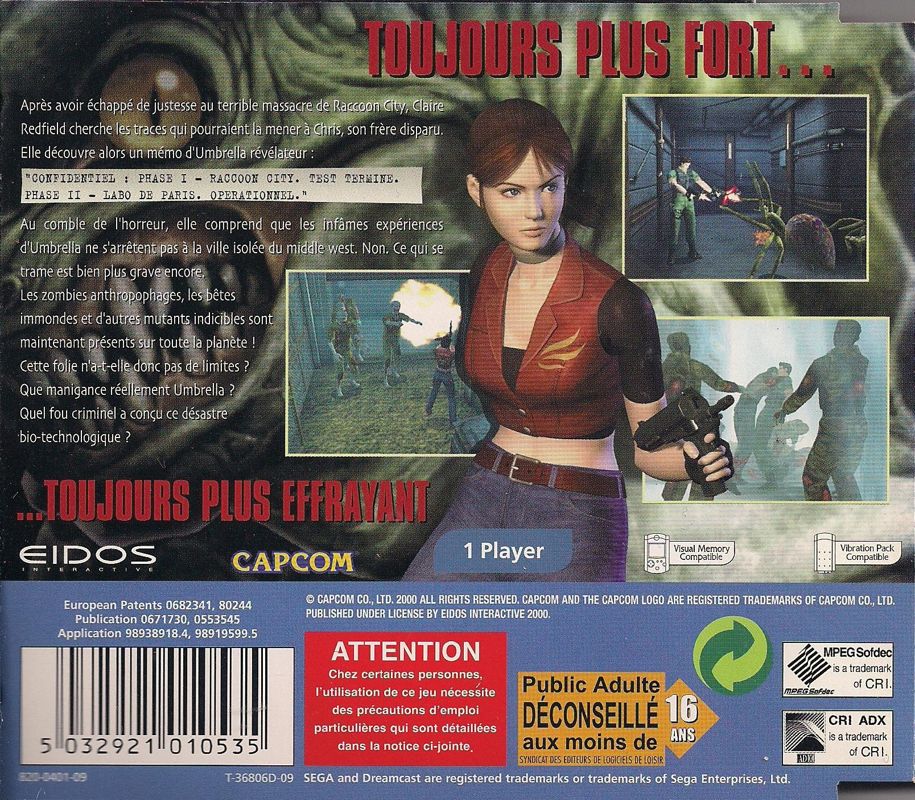 Resident Evil: Code: Veronica cover or packaging material - MobyGames