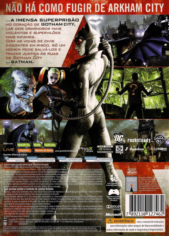 Batman: Arkham City cover or packaging material - MobyGames