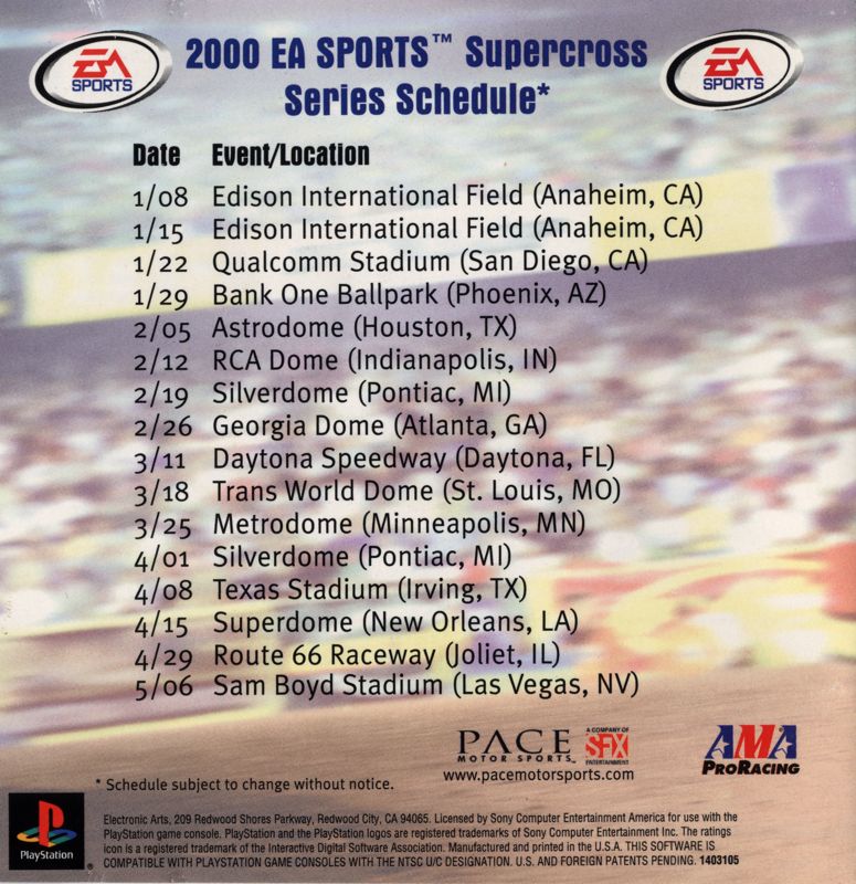 Supercross 2000 cover or packaging material - MobyGames