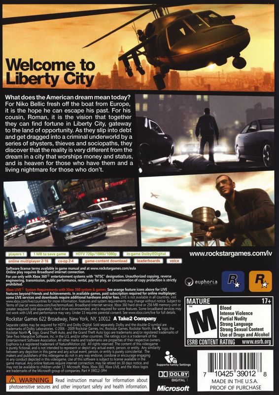 Grand Theft Auto IV cover or packaging material - MobyGames
