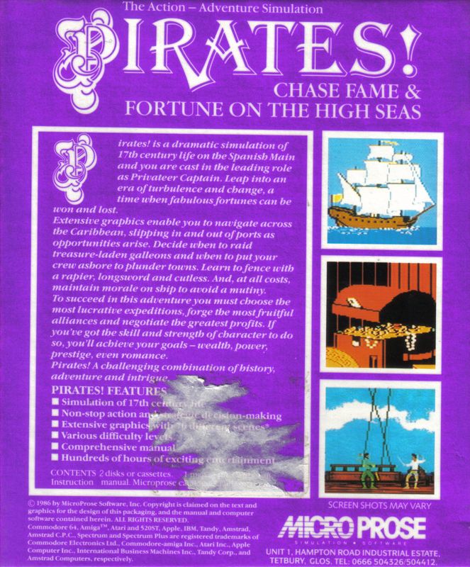 Sid Meier's Pirates! cover or packaging material - MobyGames