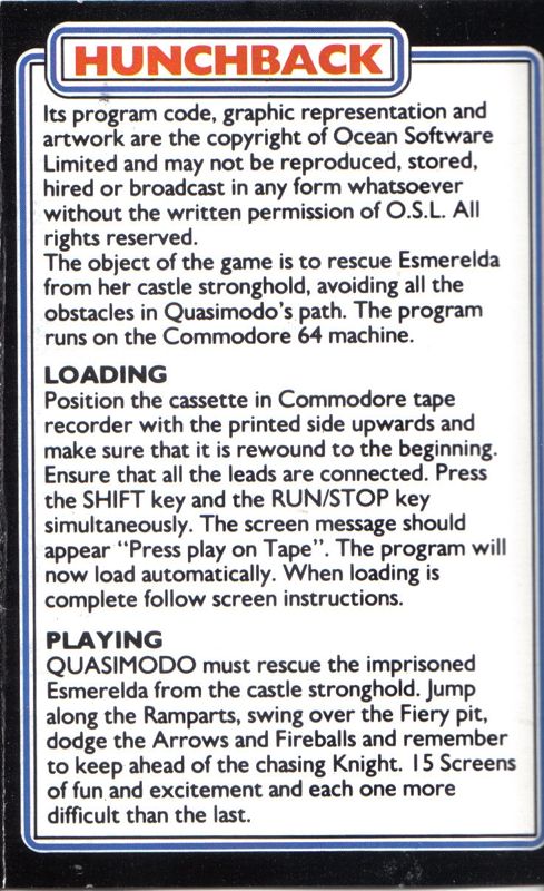 Hunchback cover or packaging material - MobyGames