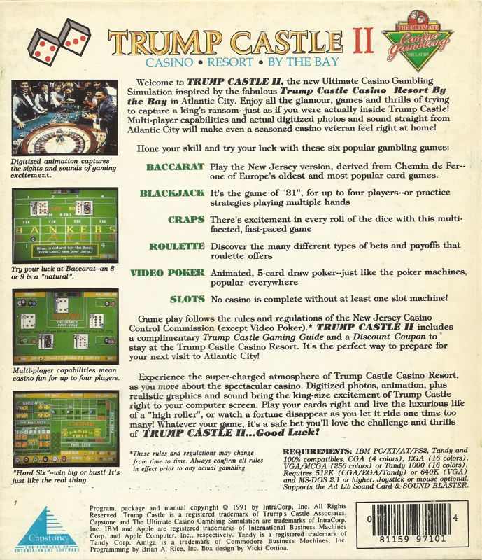 Trump Castle II cover or packaging material - MobyGames
